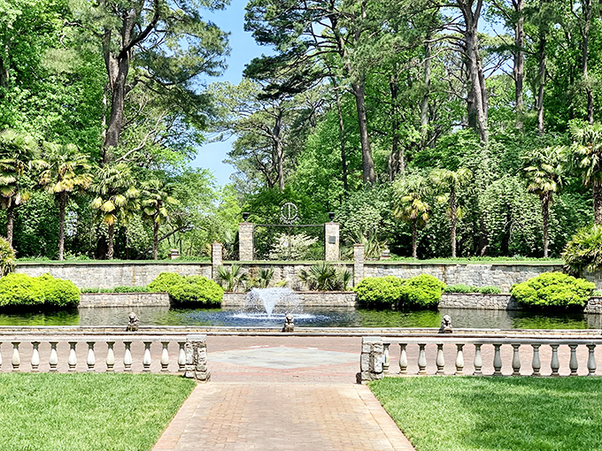 Renaissance elegance meets Southern charm in this formal garden. The stone balustrade offers the perfect perch for pretending you're nobility surveying your domain.