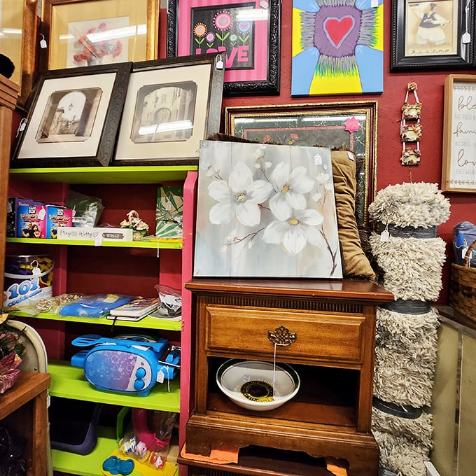 Art and memories mingle on these walls, where someone's grandmother's portrait might become your new conversation starter.