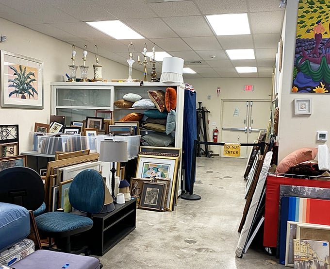 An art lover's jackpot corner where someone's discarded family portrait becomes your living room's conversation piece for less than a movie ticket.