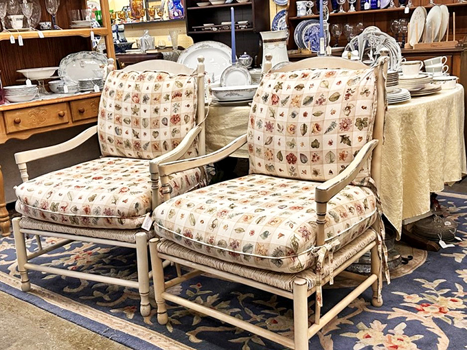 These patterned armchairs have witnessed decades of conversations. Imagine the gossip they could share if upholstery could talk!