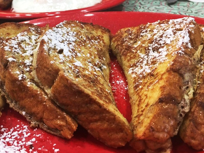 Behold the stuffed French toast &ndash; golden-brown perfection dusted with powdered sugar that makes taste buds stand at attention.
