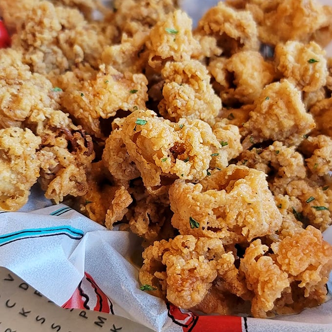 Golden-fried calamari that's crispy on the outside, tender within—the ocean's onion rings, if you will.