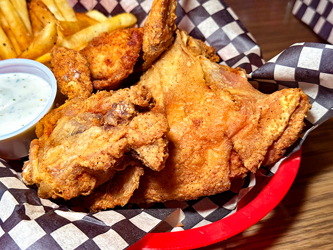 Golden-brown perfection that makes you want to invent new food noises. This fried chicken doesn't need Instagram filters&mdash;it's the real deal.