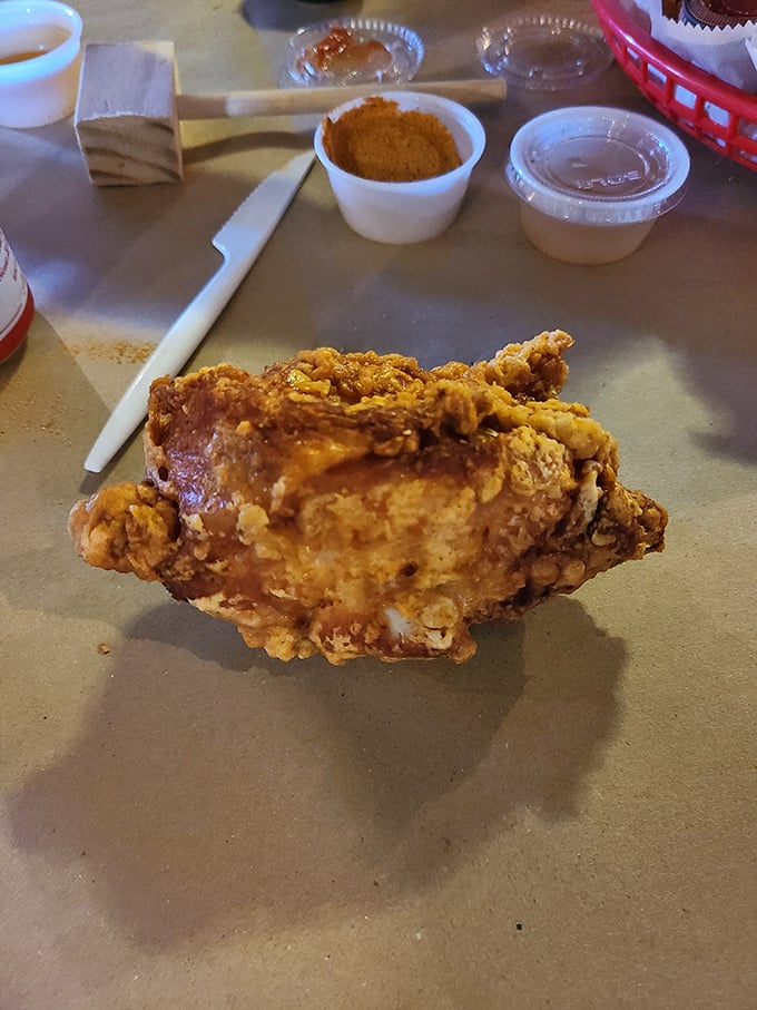 Golden-brown perfection that makes Colonel Sanders weep with envy. This isn't just fried chicken&mdash;it's an Eastern Shore masterpiece.