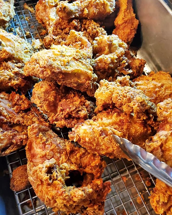 Golden-brown perfection that makes Colonel Sanders look like an amateur. This fried chicken isn't just cooked&mdash;it's been loved into existence.