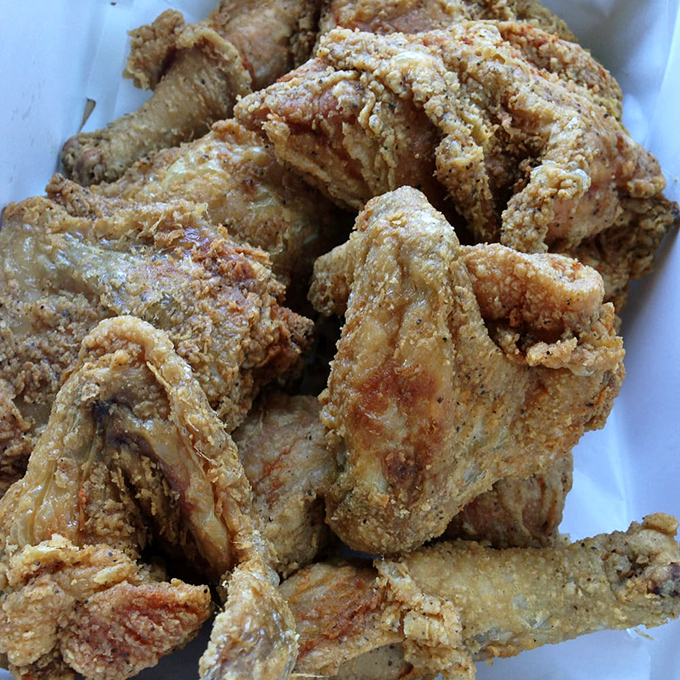 Golden-brown perfection in a box. This chicken doesn't need fancy plating&mdash;its crackling crust speaks volumes about what matters.