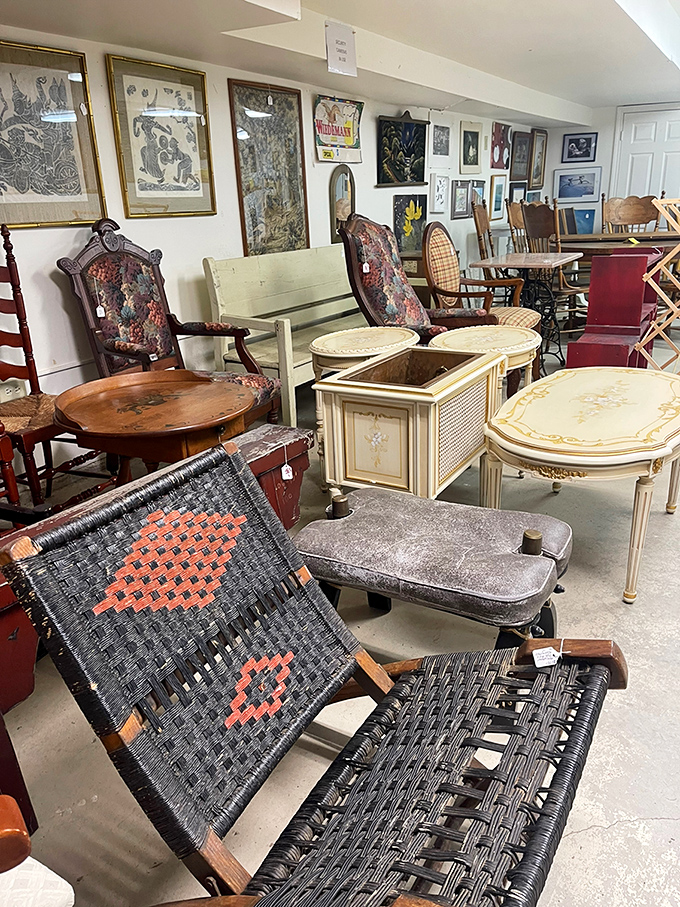 Furniture with personality! That woven chair looks like it's seen conversations from multiple generations and is ready for yours.