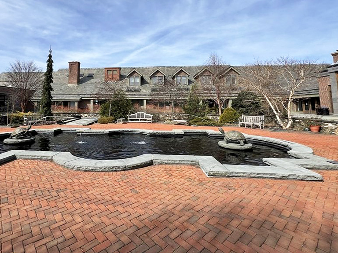 The courtyard fountain creates a moment of zen amid the bustle. Even the water looks like it's taking its sweet time.