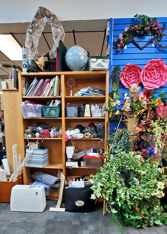 The artificial garden section: where plastic flowers never die and decorative butterflies remain eternally perched, ready for your patio makeover.