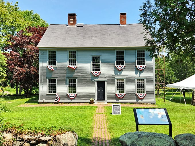 The General Nathanael Greene Homestead stands proudly decorated with bunting &ndash; Revolutionary history you can actually touch.