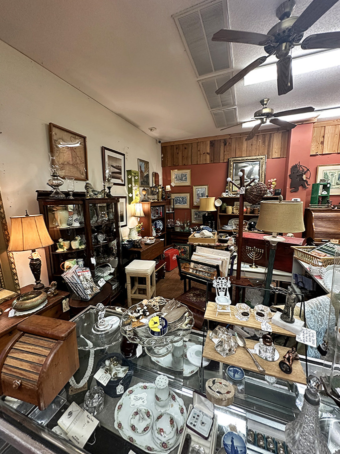 Glass display cases packed with treasures that would make your grandmother nod approvingly and reach for her wallet.