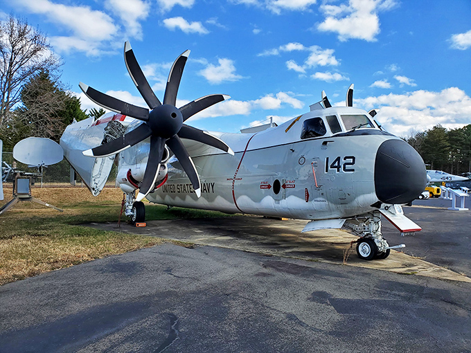 This maritime patrol aircraft looks ready for action, its massive propeller suggesting it could create enough wind to blow your carefully styled hair into next Tuesday.