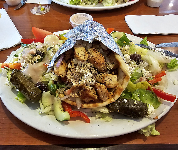 Behold the gyro that started a thousand conversations &ndash; wrapped in foil like a delicious present from Mount Olympus.