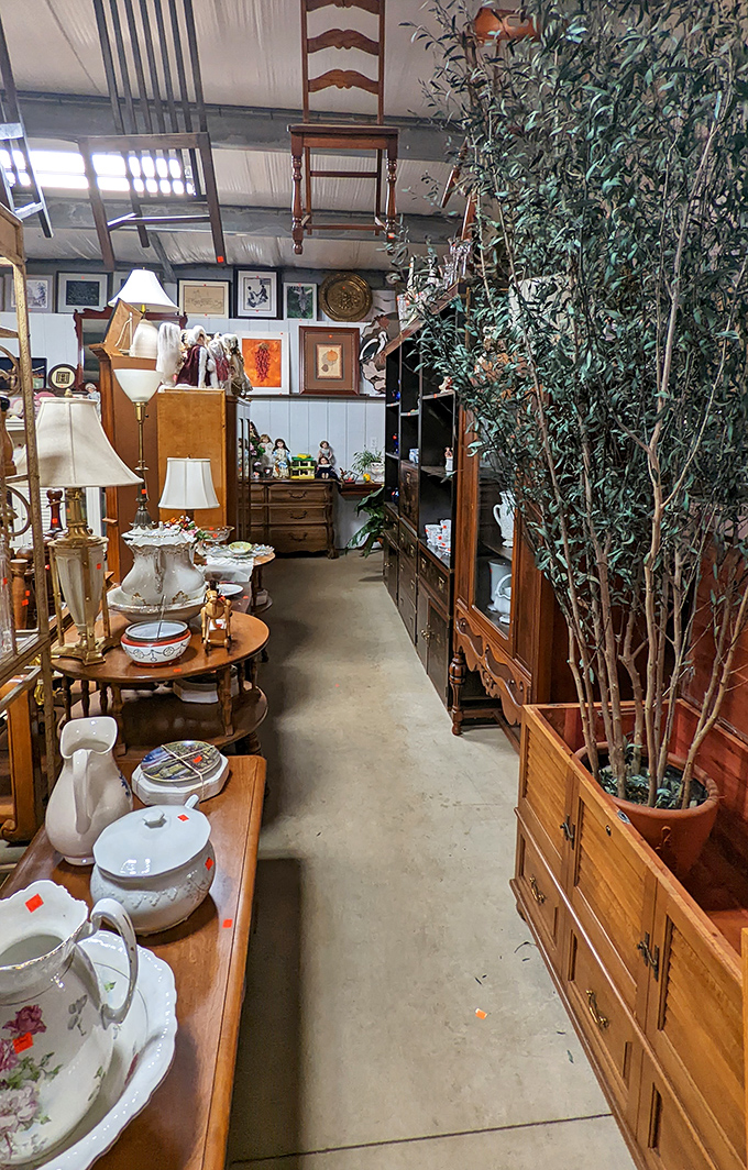 Narrow aisles lined with forgotten treasures create the perfect excuse for walking off that morning bagel while you shop.
