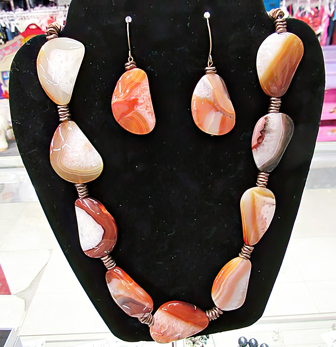 Nature's palette transformed into wearable art&mdash;these stone necklaces and earrings offer one-of-a-kind statement pieces.