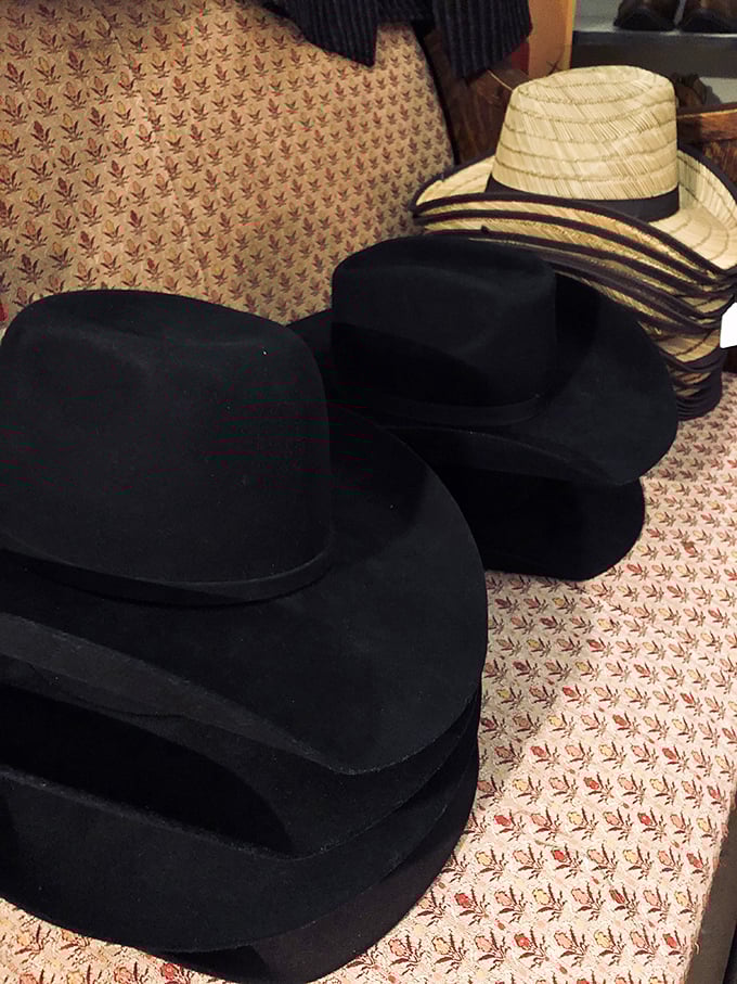 Cowboy hats with character line up like old friends at a reunion. Each one shaped by Wyoming winds and ready for new adventures.
