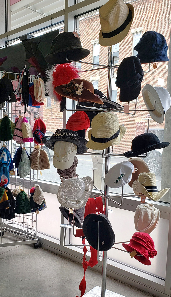Hat heaven for the indecisive shopper! From dapper fedoras to beach-ready sun hats, this rotating display offers headwear solutions for every occasion and personality.