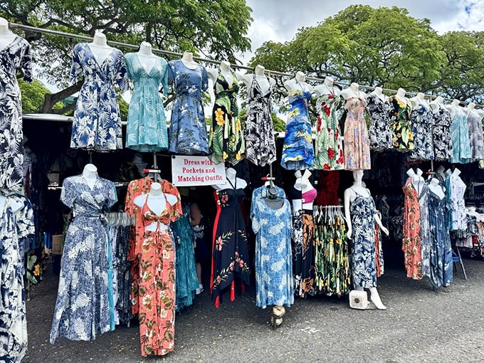Dress success! These flowing Hawaiian frocks transform mainland visitors into island goddesses faster than you can say "aloha print paradise."