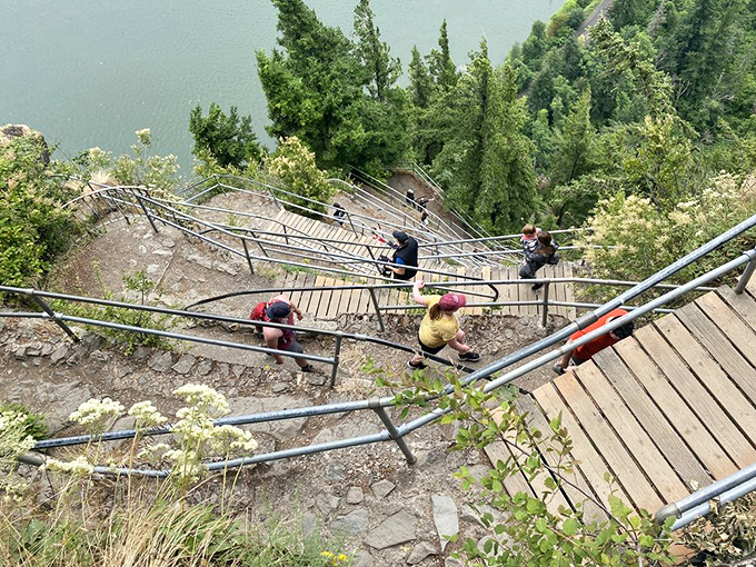 These determined hikers are tackling the famous switchbacks, proving that adventure doesn't require being able to climb Everest barefoot.