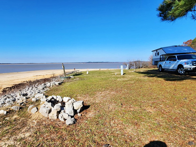 Lakeside camping at its finest&mdash;where your morning coffee comes with a side of spectacular water views and the soundtrack of gentle waves.