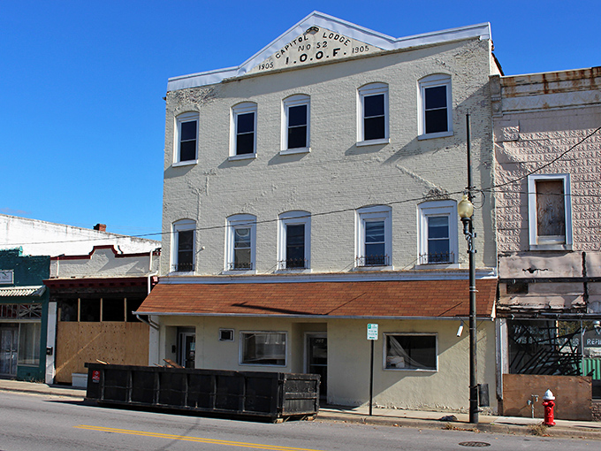 This historic I.O.O.F. building stands as a testament to Danville's community spirit, its weathered facade like wrinkles on a wise face.