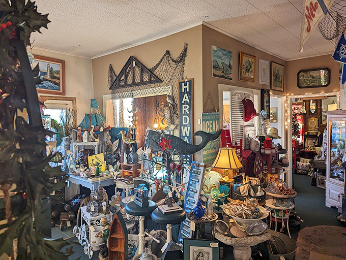 Step inside and prepare for sensory overload! Every nook contains potential treasures, from nautical decor to vintage signage, all arranged in organized chaos.