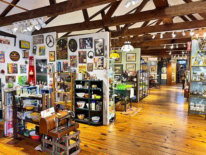 Exposed wooden beams frame a collector's paradise. Like the world's most interesting attic, every corner reveals something your modern home secretly needs.