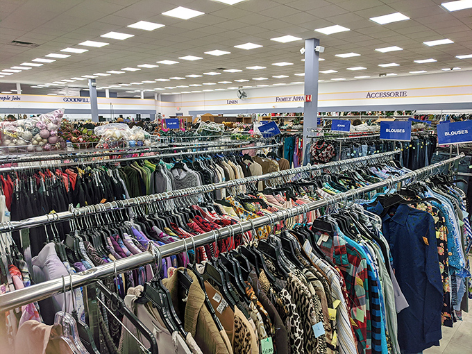 Rack after glorious rack of potential wardrobe upgrades. Like a library where the books are wearable and the late fees non-existent.