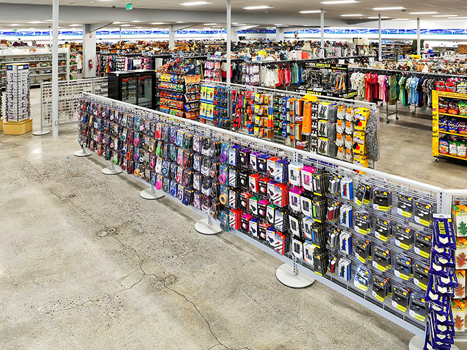 Organized chaos at its finest! The Missoula Goodwill's interior stretches like an endless horizon of potential discoveries.