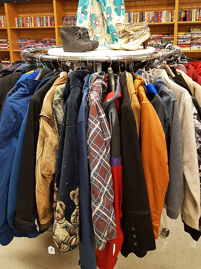 The circular rack of jackets&mdash;Montana's version of a fashion roulette wheel. Spin it and find everything from workwear to weekend statement pieces.