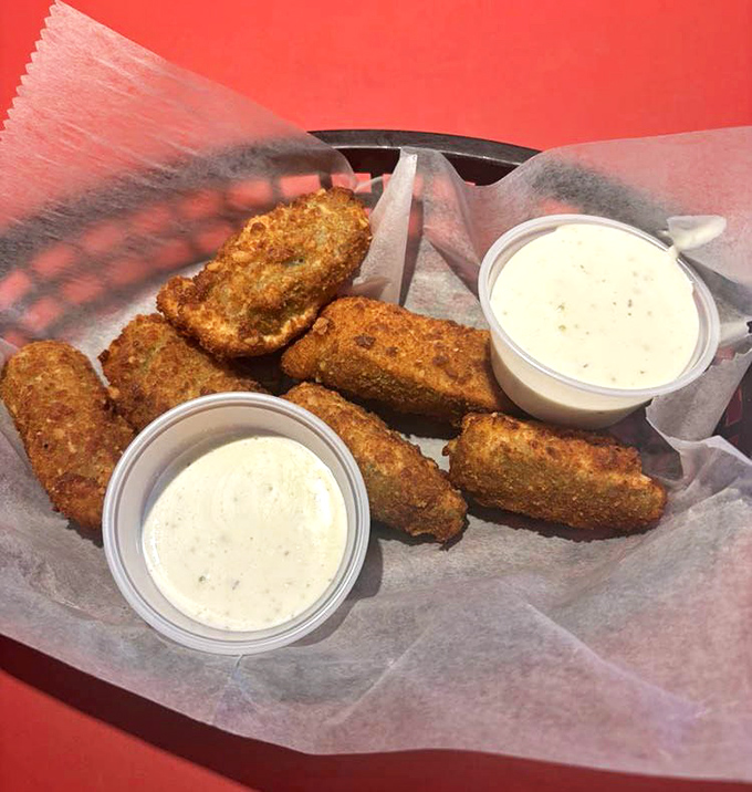 Golden-brown jalape&ntilde;o poppers with cool ranch dipping sauce &ndash; the perfect opening act before the main event sandwich arrives.