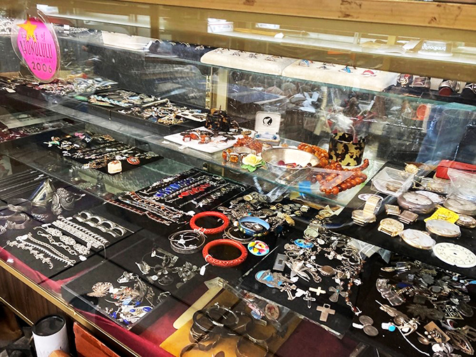 Jewelry cases that sparkle with stories. Each brooch, bracelet, and bauble once adorned someone's special occasion &ndash; now waiting for yours.