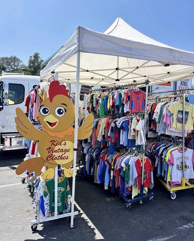 Even the youngest shoppers find vintage gold &ndash; this chicken mascot guards a collection that'll have kids looking cooler than their classmates.