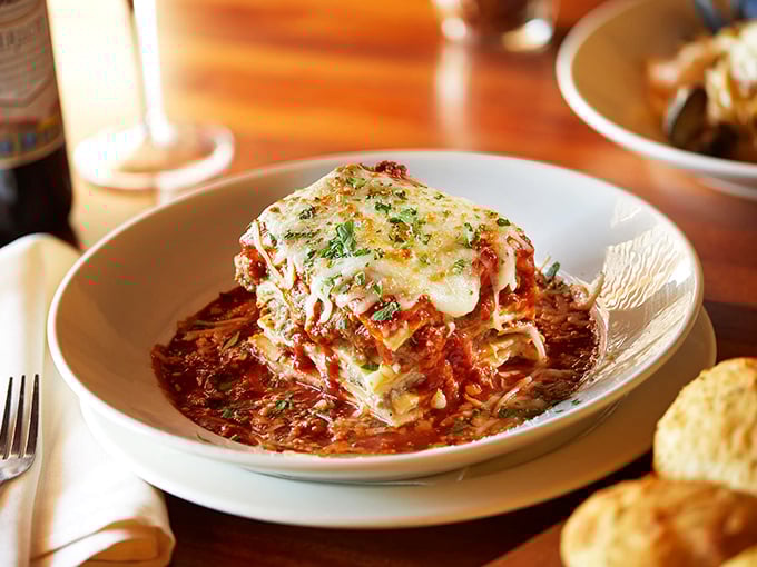 Behold the lasagna&mdash;a towering achievement of pasta architecture with cheese stretching to the heavens. This isn't just dinner; it's edible art.