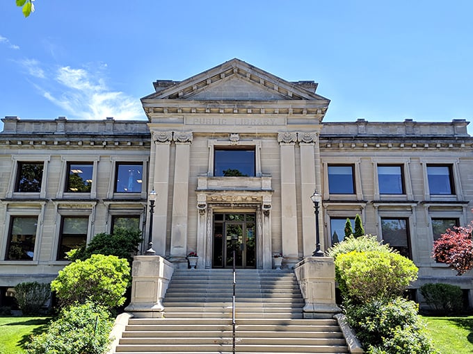 Manistee's Public Library doesn't whisper "shhh"&mdash;it shouts "look at me!" with classical columns that would make Athens jealous.