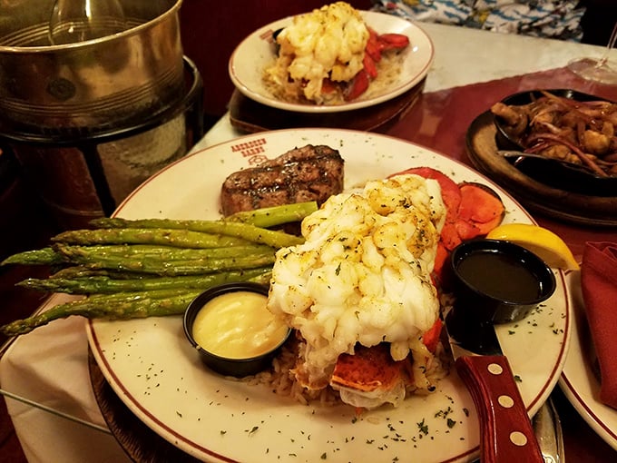 This lobster tail arrived dressed better than most wedding guests, glistening with butter like edible jewelry.