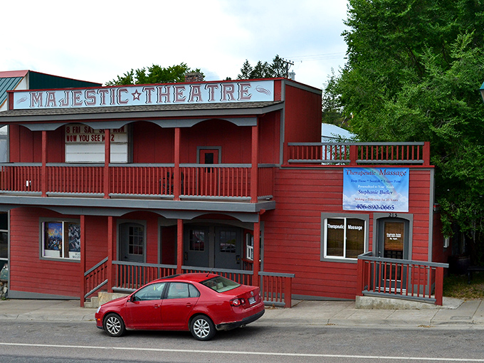 The Majestic Theatre isn't just a clever name&mdash;it's a crimson landmark where small-town entertainment meets big-screen dreams.