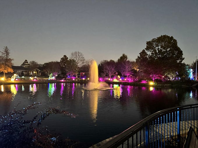 As night falls, the garden's fountain becomes the centerpiece of a light show that rivals Vegas &ndash; minus the slot machines and regrettable decisions.