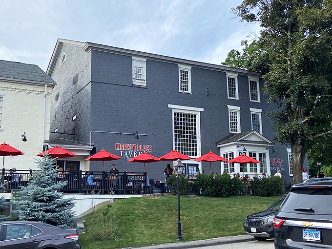 Market Place Tavern's outdoor seating area proves that sometimes the best dining room is under the Connecticut sky.
