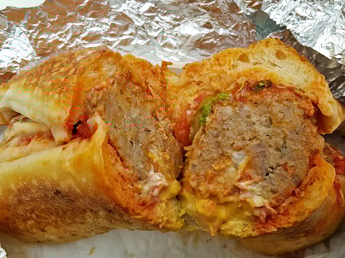 The legendary meatball sub in all its glory&mdash;where tender spheres of seasoned perfection meet molten cheese and that famous Bay Cities bread. Worth every minute in line.
