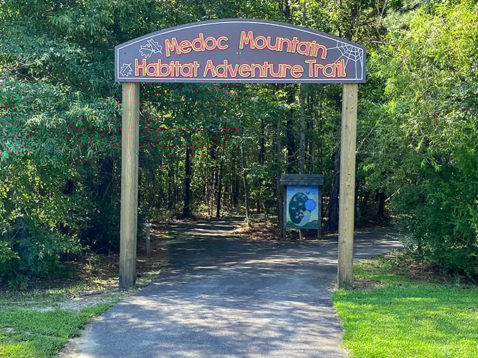 The Habitat Adventure Trail entrance promises exactly what childhood summers should be: educational enough for parents to approve, wild enough for kids to love.