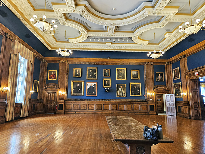 Mitchell Hall's ornate ceiling and portrait-lined walls feel like you've wandered into a period drama &ndash; until you spot the medical specimens.