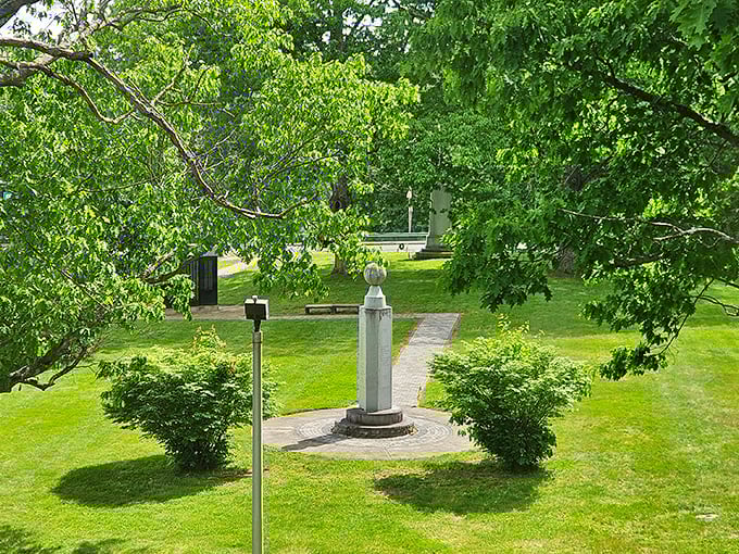 A serene monument garden where history stands still and shade trees provide nature's air conditioning on even the warmest Massachusetts summer days.