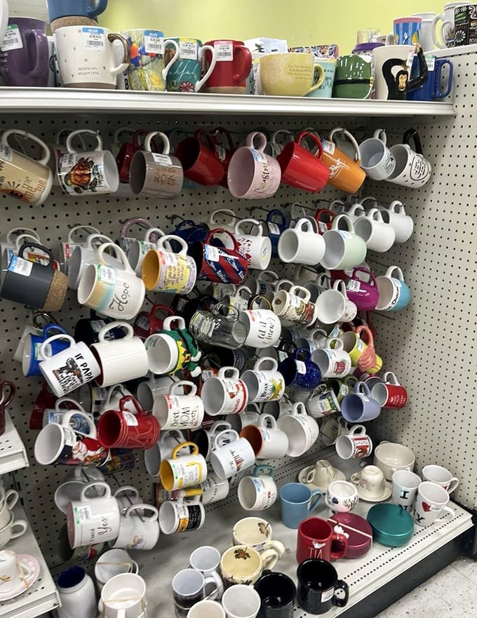 Mug madness! A ceramic jungle of personality where your perfect morning coffee companion hides among hundreds of quirky options.