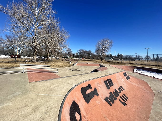 Skaters paradise in the heartland! This concrete playground proves that even in small-town Iowa, there's room for kickflips and ollies alongside cornfields.
