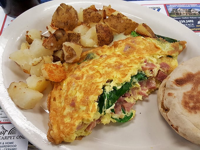 Behold the Western omelet in its natural habitat: perfectly folded, generously stuffed, and ready to make your morning infinitely better.