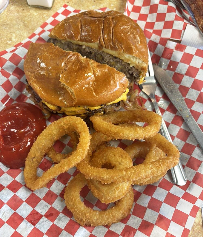 Behold the legendary Oklahoma onion burger &ndash; where caramelized onions and beef become one glorious, messy masterpiece worth every napkin.