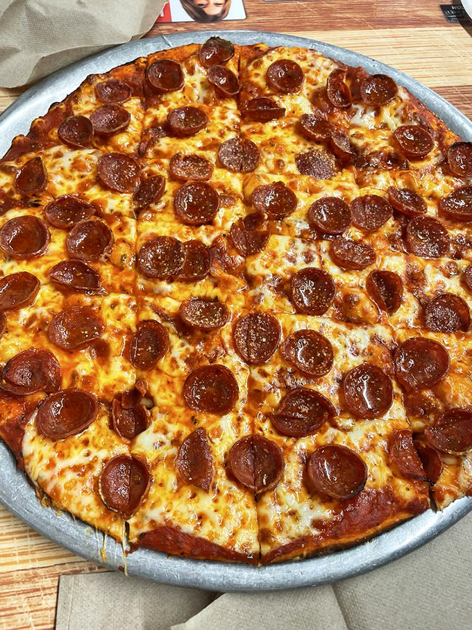 Pepperoni that curls into perfect little cups of savory goodness. This isn't just pizza&mdash;it's an edible geometry lesson in deliciousness.