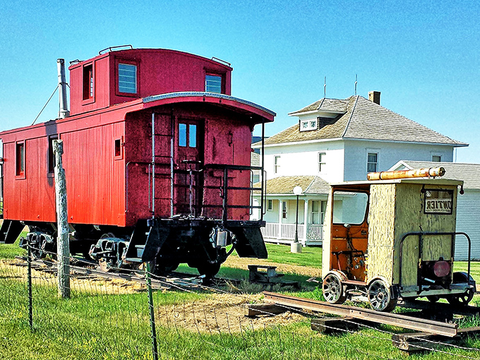 At Pioneer Town Museum, this vintage caboose and speeder car remind us of when "high-speed travel" meant anything faster than a determined horse.