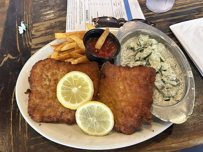 Golden-fried schnitzel with a perfect crunch that would make your German grandmother weep with pride.